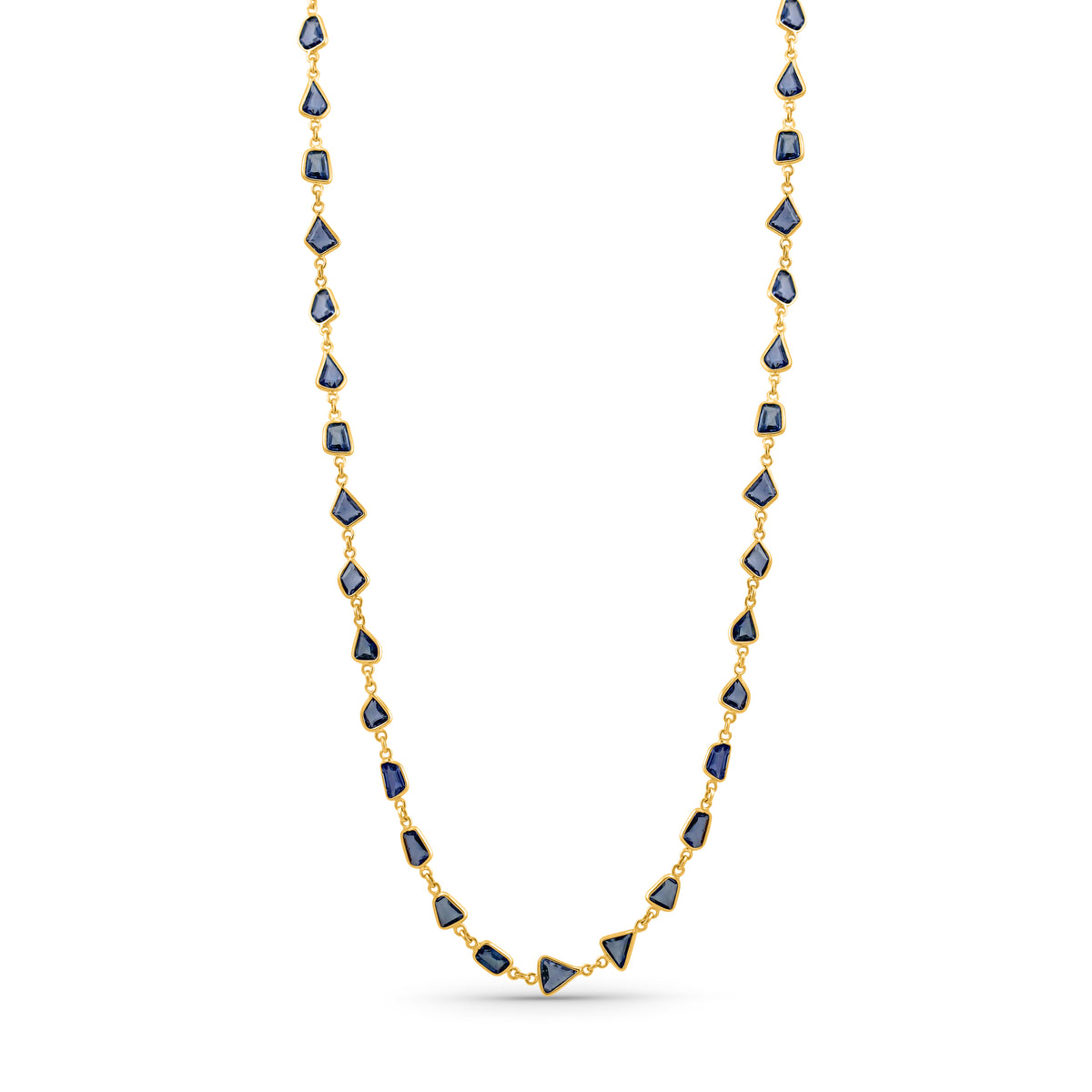 18K Yellow Gold Necklace with Mixed-Shape Blue Sapphires (9.63ctw) – 1 ...