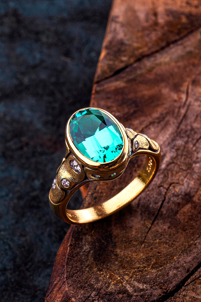 “Monica” Ring by Alex Sepkus – Green Tourmaline and Diamond Ring in 18 ...