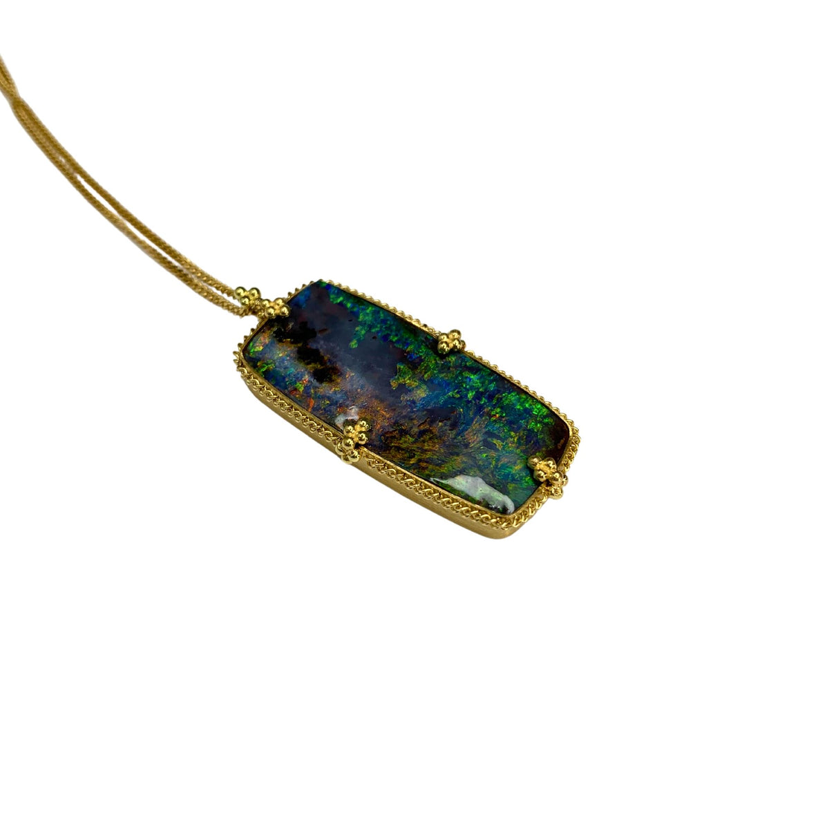 Boulder Opal Necklace in Sterling Silver with Yellow Gold Accent ...