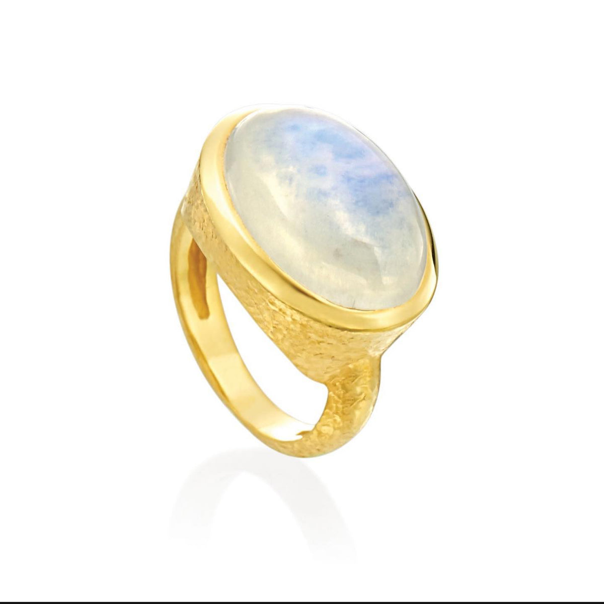 Oval Moonstone Statement Ring in 14K Yellow Gold – Donald Haack Diamonds