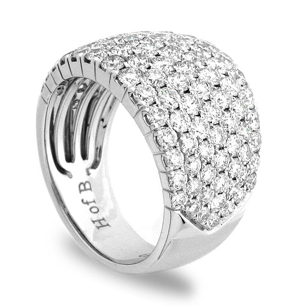 Wide 18K White Gold Ring with Brilliant-Cut Diamonds – Donald Haack ...