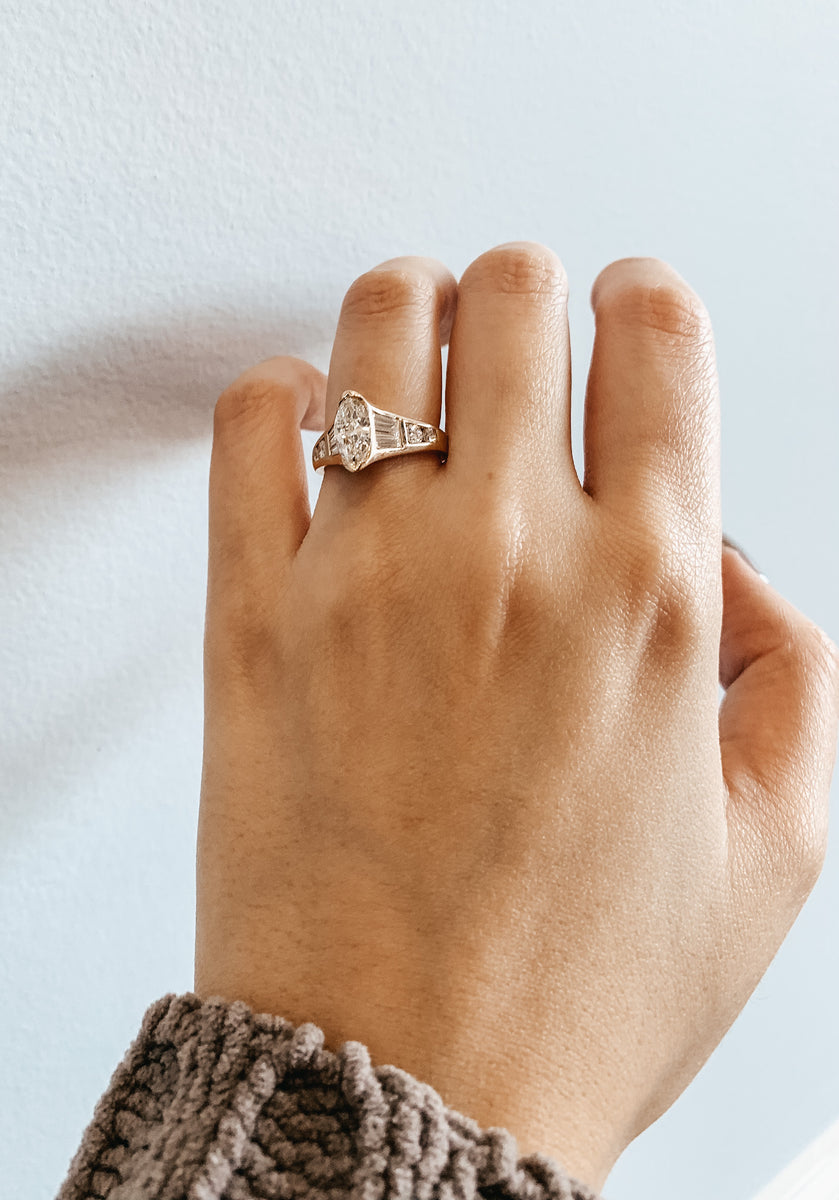 14K Yellow Gold Marquise Diamond Ring – 1.31ctw – Donald Haack Diamonds