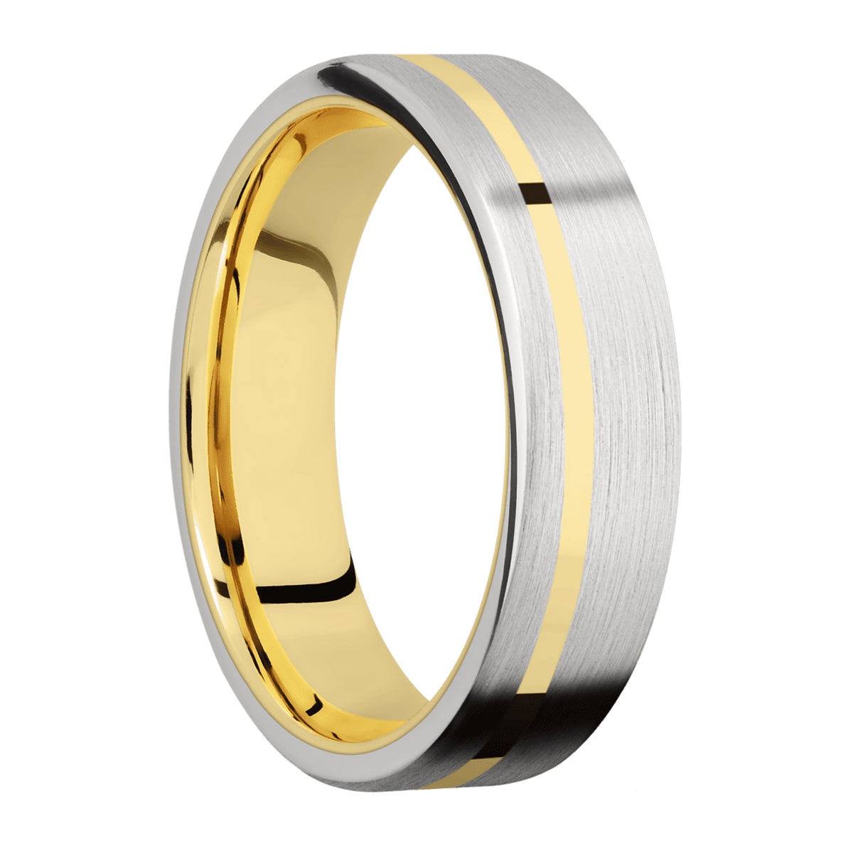 Men's 14K White Gold Wedding Band with 14K Yellow Gold Inlay & Sleeve ...