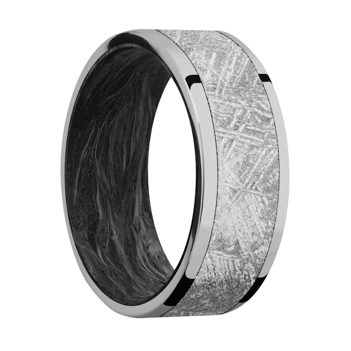 Men's Titanium and Meteorite Band with Carbon Fiber Sleeve - 6mm ...